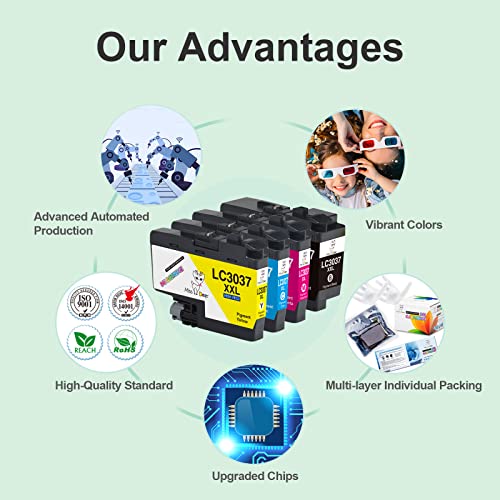 MS DEER Compatible LC3037 Ink Cartridges High-Yield Replacement for Brother LC 3037 XXL LC-3037XXL LC3037XXL LC3039 for MFC-J6945DW MFC-J6545DW MFC-J5845DW MFC-J5945DW Printer (BK/C/M/Y, 4 Packs)