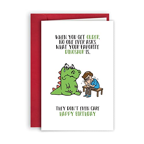 Funny Birthday Card, Humorous Adult Dinosaur Card, Hilarious Dinosaur Bday Card for Friends Him Brother...