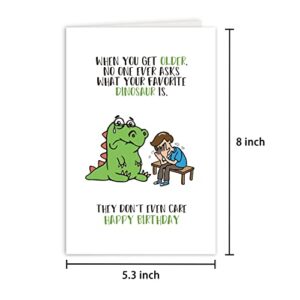 Funny Birthday Card, Humorous Adult Dinosaur Card, Hilarious Dinosaur Bday Card for Friends Him Brother...