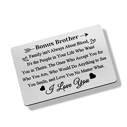 Heigebi Step Brothers Wallet Card from Sister Brother-in-law Gifts Bonus Brother Gift Family isn't Always About Blood Step Brothers Christmas Cards Adopted Brother Valentines Christmas Birthday Gift