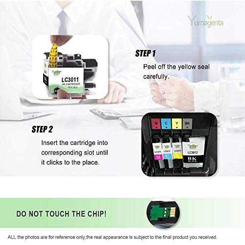 Yumagenta Compatible Ink Cartridge with New Updated Chips Replacement for Brother LC-3013 to use with MFC-J690DW MFC-J895DW MFC-J491DW MFC-J497DW Printer(1 Black, 1 Cyan, 1 Magenta, 1 Yellow,4-Pack)