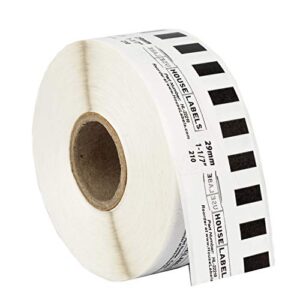 HOUSELABELS Compatible with DK-2210 Replacement Roll for Brother QL Label Printers; Continuous Length Labels; 1-1/7" x 100 feet (29mm*30.48m) - 54 Rolls