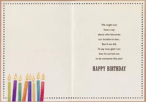 Designer Greetings Eight Tall Colorful Candles with Gold Foil Flames Birthday Card for Brother-in-Law