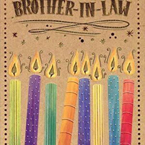 Designer Greetings Eight Tall Colorful Candles with Gold Foil Flames Birthday Card for Brother-in-Law