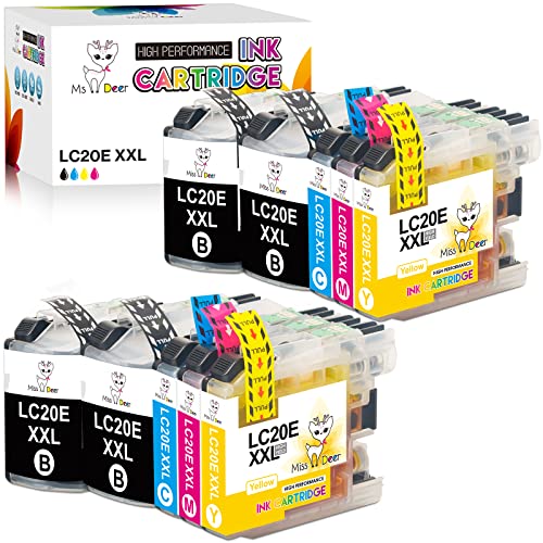 MS DEER Upgraded Compatible LC20E Ink Cartridges Replacement for Brother LC20EBK LC20EY for MFC-J985DW, MFC-J5920DW, MFC-J775DW, MFC-J985DWXL Printers (4 Black, 2 Cyan, 2 Magenta, 2 Yellow) 10-Pack