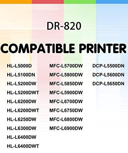 (Drum, Pack of 1) Compatible Replacement for DR820 DR-820 Drum Unit (Used for TN850 TN820 TN880 Toner) for HL-L6200DW MFC-L5900DW MFC-L5800DW MFC-L5700DW HL-L5200DWT Printer, Sold by GTS