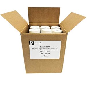 8 1/2″ x 100′ thermal paper – fits brother pocketjet printers (6890 or 6840) – 6 rolls/case