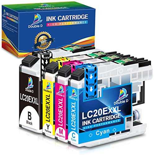 DOUBLE D Compatible LC20E Ink Cartridges Replacement for Brother LC20E LC-20E XXL for Brother MFC-J985DW J775DW J5920DW J985DWXL Printer (1BK+1C+1M+1Y) 4 Pack