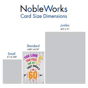 NobleWorks - 60th Milestone Birthday Card with Envelope - Fun Notecard for 60 Year Old, Stationery Congrats - Age Equation 60 C7194MBG