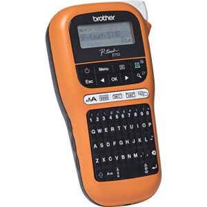 Brother PT-E110 Label Maker, P-Touch Electrician Label Printer, Handheld, QWERTY Keyboard, Up to 12mm Labels, Includes 12mm Black on White Tape Cassette