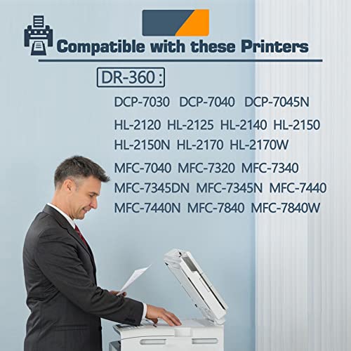 DR360 Compatible DR-360 Black Drum Unit Replacement for Brother DR-360 DCP-7030 DCP-7040 HL-2120 HL-2125 MFC-7320 MFC-7040 Toner.(1 Pack)