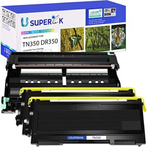 superink 3 pack compatible toner cartridge & drum unit set compatible for brother tn350 dr350 use in dcp-7010 hl-2030 hl-2070n intellifax 2820 mfc-7220 printer (2 toner, 1 drum)