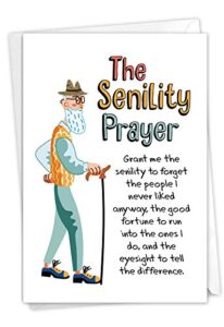 nobleworks – 1 funny happy birthday notecard – old man humor greeting card with envelope – man’s senility prayer c9348bdg