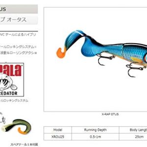 Rapala X-Rap Otus Lure with Two No. 2/0 Hooks, 0.5-1 m Swimming Depth, 25 cm Size, Artistic Burbot