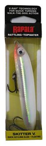 rapala skitter v hard bait lure, freshwater, size 10, 4″” length, topwater depth, glass ghost, package of 1, skv10ggh