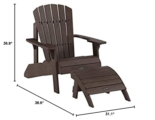 Lifetime 60294 Adirondack Chair and Ottoman Set, Rustic Brown