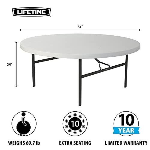 Lifetime 42673 Commercial Round Folding Table (4 Pack), 6', White