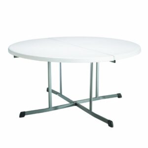 lifetime 25402 commercial round fold in half table, 5 feet , white granite