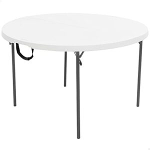 lifetime 280064 light commercial fold-in-half round table, single pack, white granite