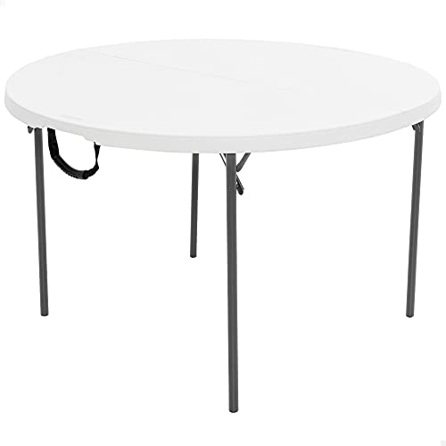 Lifetime 280064 Light Commercial Fold-in-Half Round Table, Single Pack, White Granite