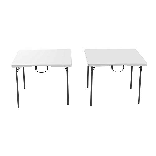 Lifetime 80884 37-Inch Square Fold-in-Half Table, 2 Pack, Light Commercial, White Granite