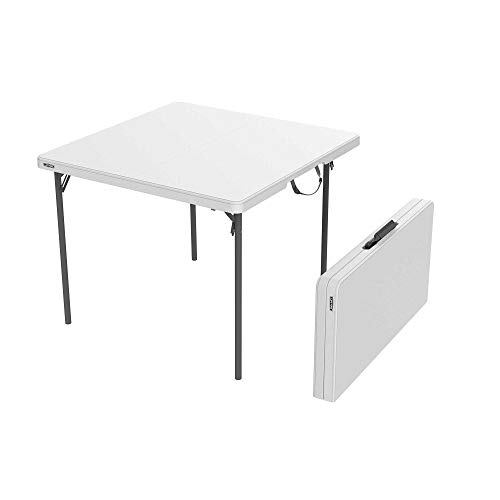 Lifetime 80884 37-Inch Square Fold-in-Half Table, 2 Pack, Light Commercial, White Granite