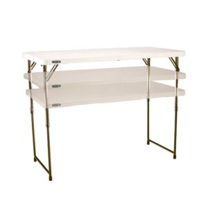 Lifetime 4432 4-Foot Half Adjustable Folding Table, Almond