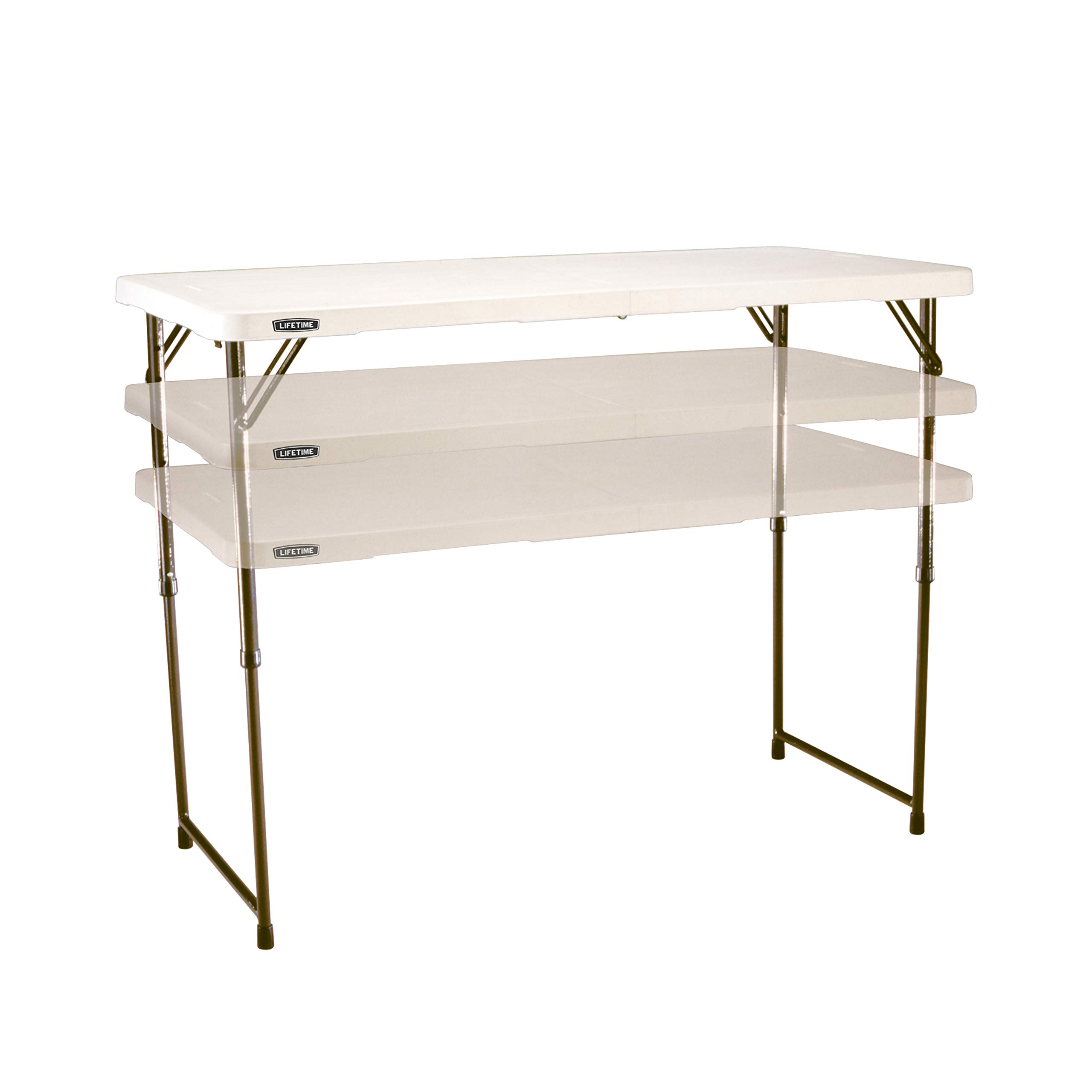 Lifetime 4432 4-Foot Half Adjustable Folding Table, Almond