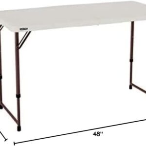 Lifetime 4432 4-Foot Half Adjustable Folding Table, Almond