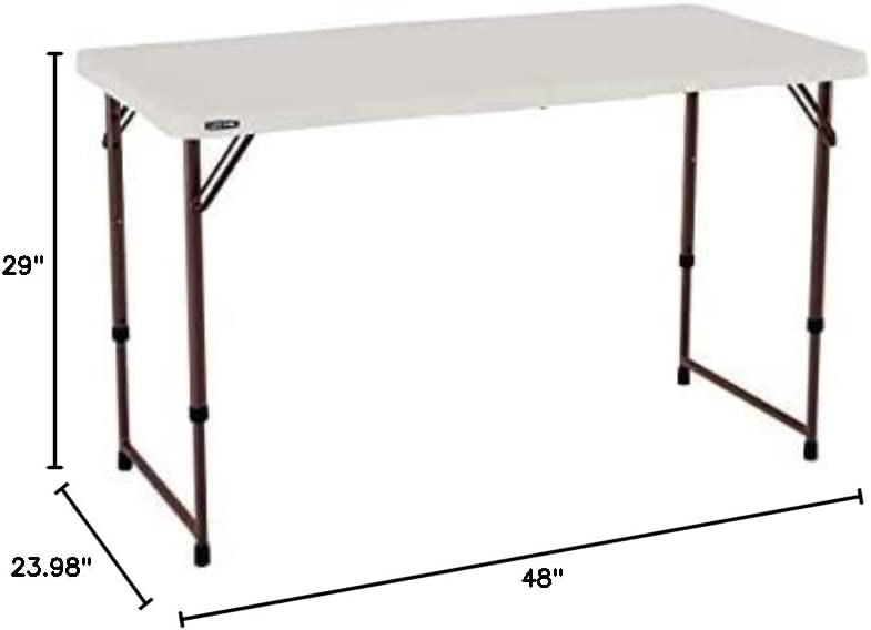 Lifetime 4432 4-Foot Half Adjustable Folding Table, Almond