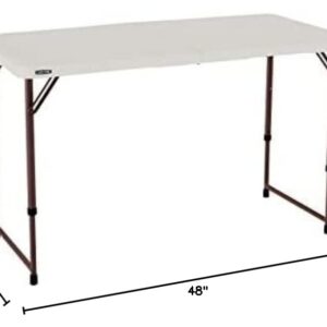 Lifetime 4432 4-Foot Half Adjustable Folding Table, Almond