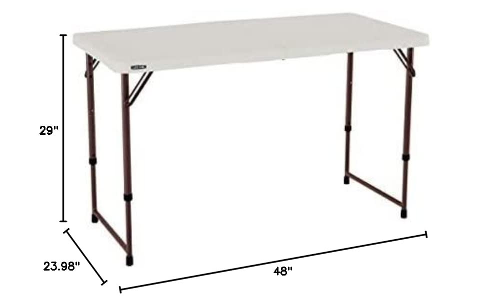 Lifetime 4432 4-Foot Half Adjustable Folding Table, Almond