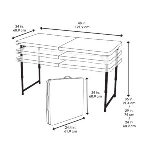 Lifetime 4432 4-Foot Half Adjustable Folding Table, Almond