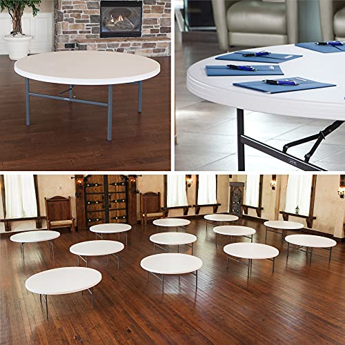 Lifetime 22673 Folding Round Table, 6 Feet, White-Granite