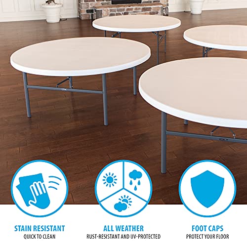 Lifetime 22673 Folding Round Table, 6 Feet, White-Granite