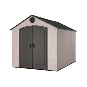 lifetime 60371 outdoor storage shed with window, skylights, and shelving, 8 by 10 feet