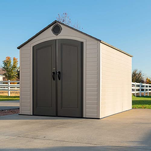 Lifetime 60371 Outdoor Storage Shed with Window, Skylights, and Shelving, 8 by 10 Feet