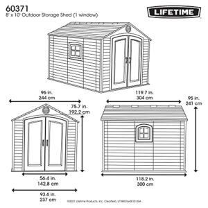 Lifetime 60371 Outdoor Storage Shed with Window, Skylights, and Shelving, 8 by 10 Feet