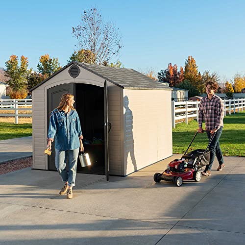 Lifetime 60371 Outdoor Storage Shed with Window, Skylights, and Shelving, 8 by 10 Feet