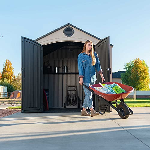 Lifetime 60371 Outdoor Storage Shed with Window, Skylights, and Shelving, 8 by 10 Feet