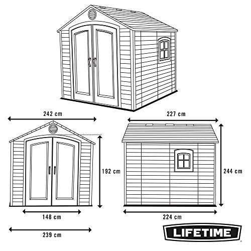 Lifetime 6411 Outdoor Storage Shed with Window, 8 by 7.5 Feet,Putty/Brown