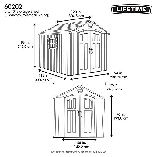 Lifetime 60202 8 x 10 Ft. Outdoor Storage Shed, Gray