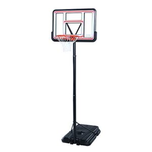 lifetime pro court height adjustable portable basketball system, 44 inch backboard, red/white