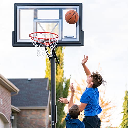 Lifetime 1084 Height Adjustable In Ground Basketball System, 50 Inch Shatterproof Backboard