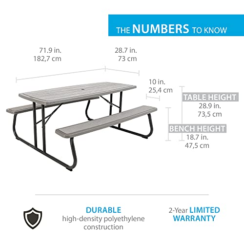 Lifetime Folding Picnic Table, 6-Foot, Gray