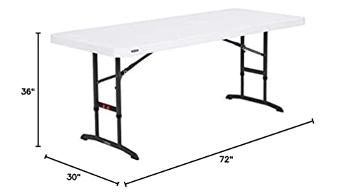 Lifetime 80752 Commercial Adjustable Height Folding Table, 6-Foot, White Granite