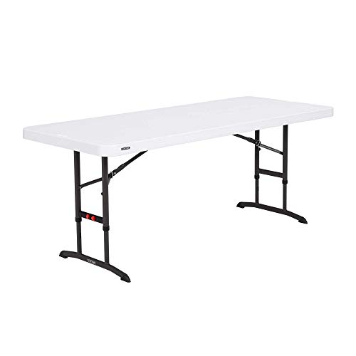 Lifetime 80752 Commercial Adjustable Height Folding Table, 6-Foot, White Granite