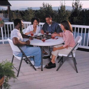 Lifetime 22960 Folding Round Table, 4 Feet, White Granite