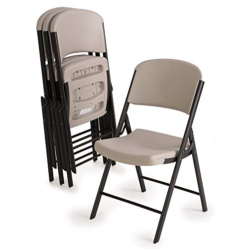 LIFETIME Commercial Grade Folding Chairs, 4 Pack, Putty