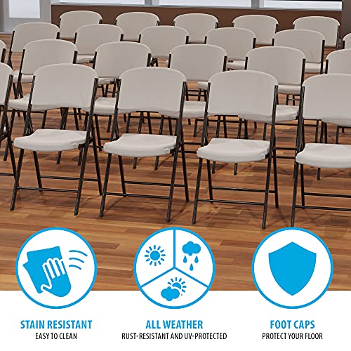 LIFETIME Commercial Grade Folding Chairs, 4 Pack, Putty